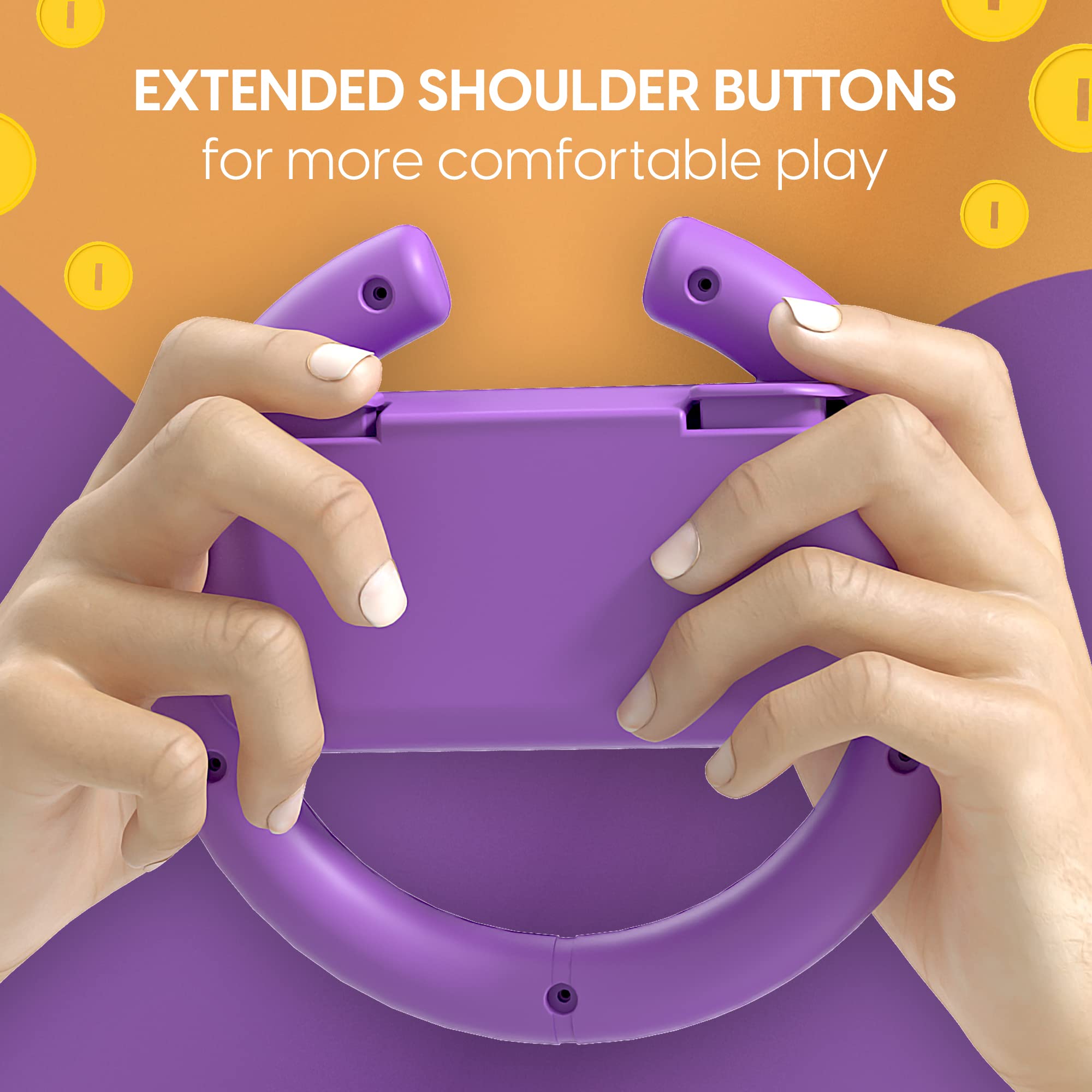 TALK WORKS Steering Wheel Controller for Nintendo Switch 2 Pack - Switch Racing Games Accessories Joy Con Controller Grip for Mario Kart - Purple/Orange