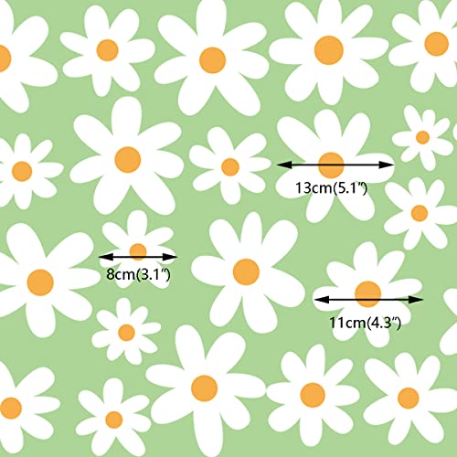 Runtoo White Daisy Flower Wall Art Stickers Boho Floral Wall Decals for Nursery Living Room Girls Bedroom Wall Decor