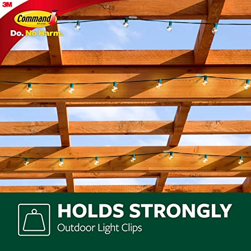 Command Outdoor Light Clips, Damage Free Hanging Outdoor Light Clips with Adhesive Strips, No Tools Wall Clips for Hanging Outdoor Lights and Cables, 16 Clear Clips and 20 Command Strips (Pack of 4)
