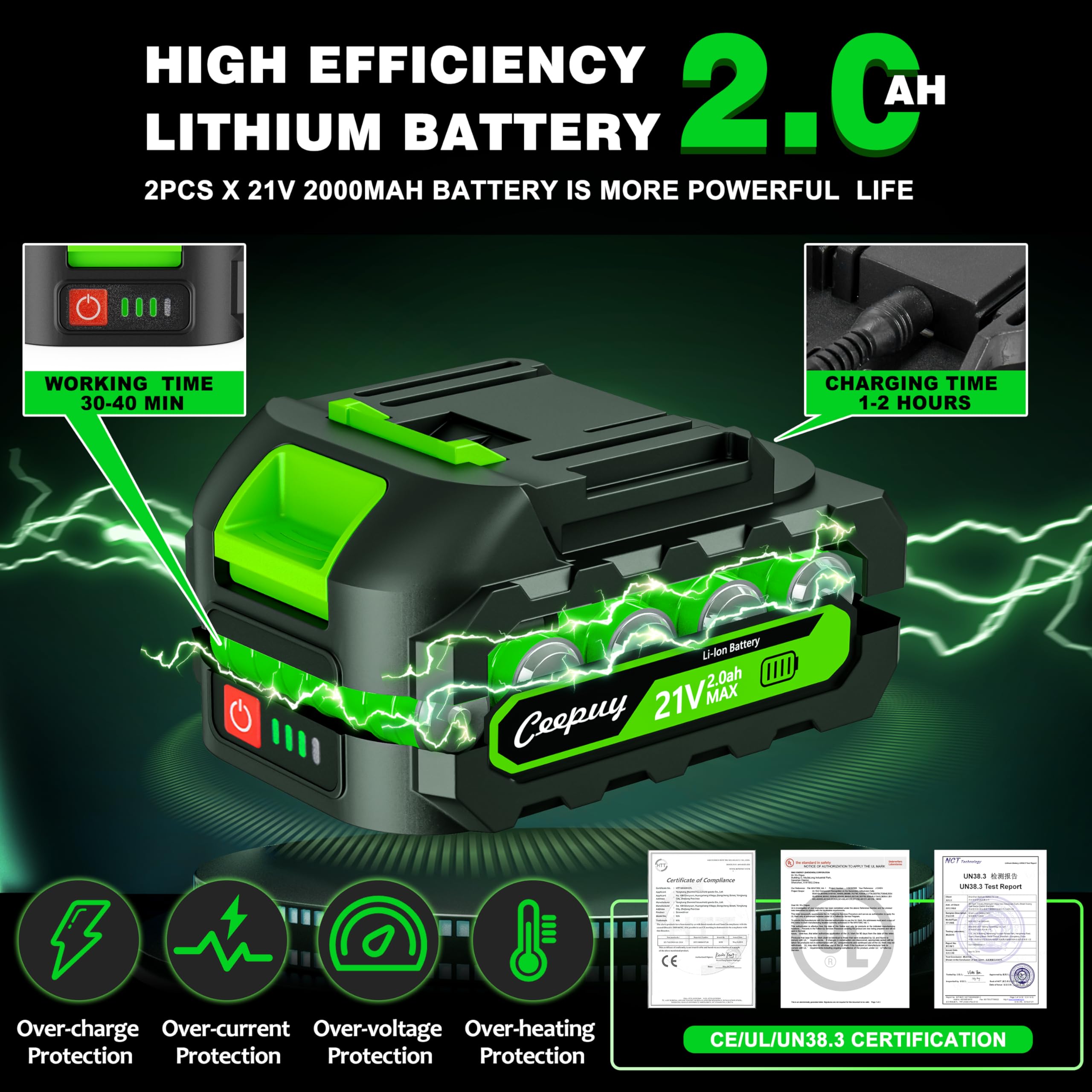 CEEPUY Mini Chainsaw Cordless,6 Inch Portable Electric Chain Saw w/ Automatic Oiler, Battery Powered Small Handheld Saw w/ Security Lock Trees Branches Trimming, Wood Cutting, 2 Batteries 3 Chains