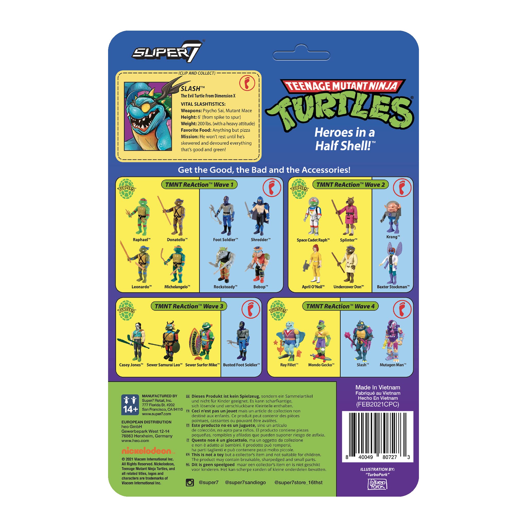 Super7 Teenage Mutant Ninja Turtles Slash 3.75 in Reaction Figure
