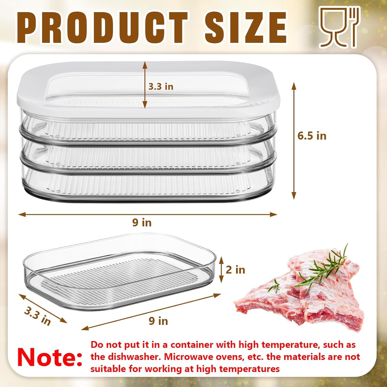 Deli Meat Container for Fridge, Bacon Lunch Meat Container for Refrigerator, Meal Prep Containers, Stackable Food Storage Boxes with Lid for Cold Cuts, Salami, Deli, Lunch Meat, BPA Free, 18.6oz