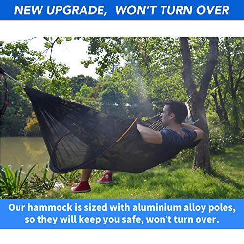 Camping Tree Hammock with Mosquito and Bug Netting - Parachute Lightweight Nylon - Portable Ultralight - for Indoor, Outdoor, Hiking, Camping, Backpacking, Travel, Backyard, Beach