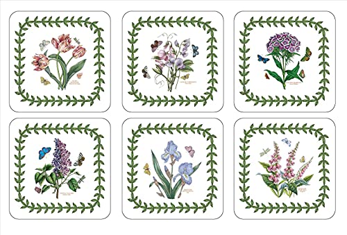 Pimpernel Botanic Garden Collection Coasters | Set of 6 | Cork Backed Board | Heat and Stain Resistant | Drinks Coaster for Tabletop Protection | Measures 4β x 4β
