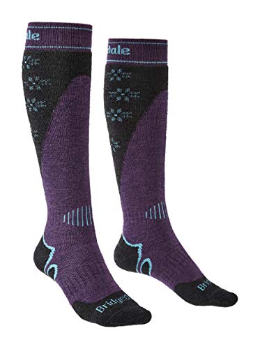 Bridgedale Women's Midweight Plus Ski Merino Endurance Socks, Large, Dark Purple
