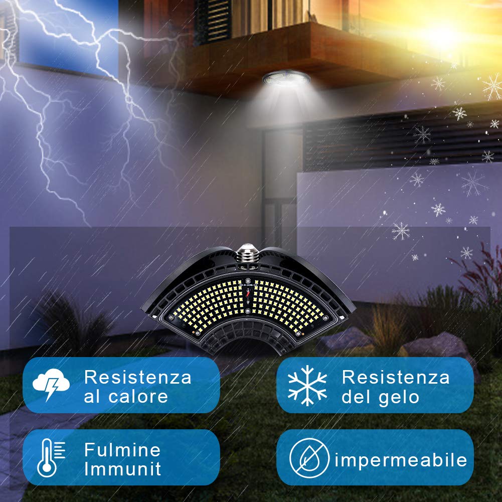 CEGAR LED Garage Lights, 100W Adjustable LED Garage Ceiling Light, 12000Lumens LED Garage Ceiling Light, IP65 Waterproof 6000k Cool Light with High Bright Garage Light for Garage, Warehouse