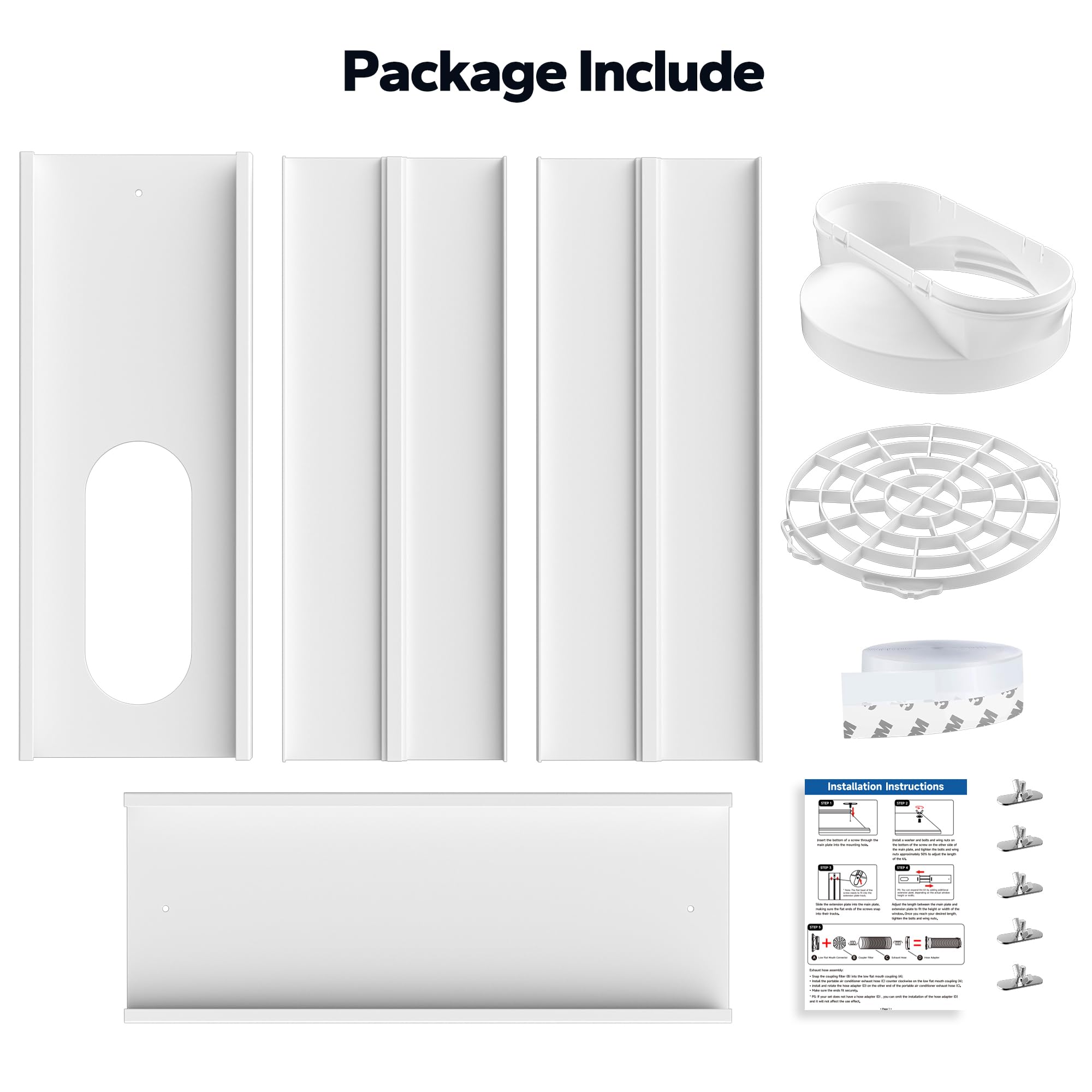 Cestluck Portable AC Window Vent Kit, with 5.9" Coupler and Bird Guard, Adjustable Air Conditioner Window Seal Kit Length Range (17” to 63”), Universal Sliding AC Vent Kit Suit for 5.9 inch Hose