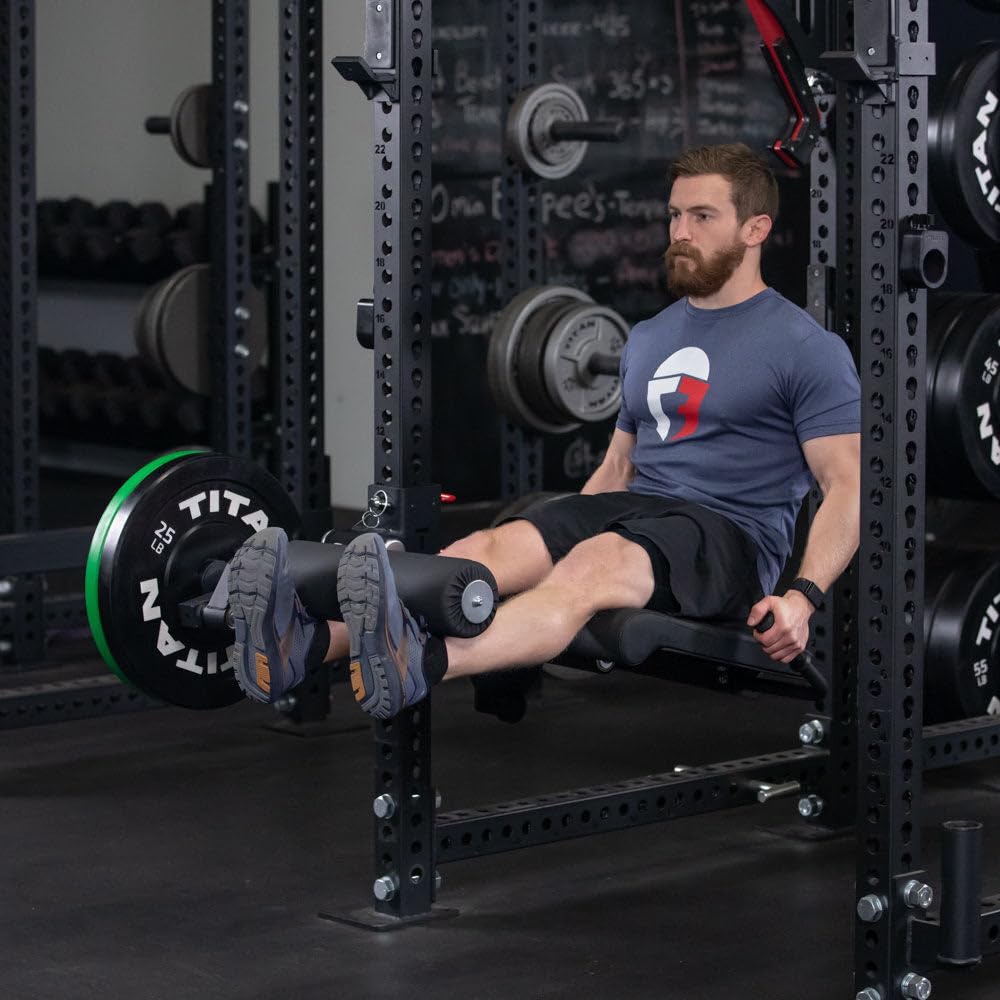Titan Fitness Titan Series Plate-Loaded Leg Curl and Extension Rack Attachment, Rated 275 LB, Perform One-Leg Hamstring Curls Or Seated Leg Extensions