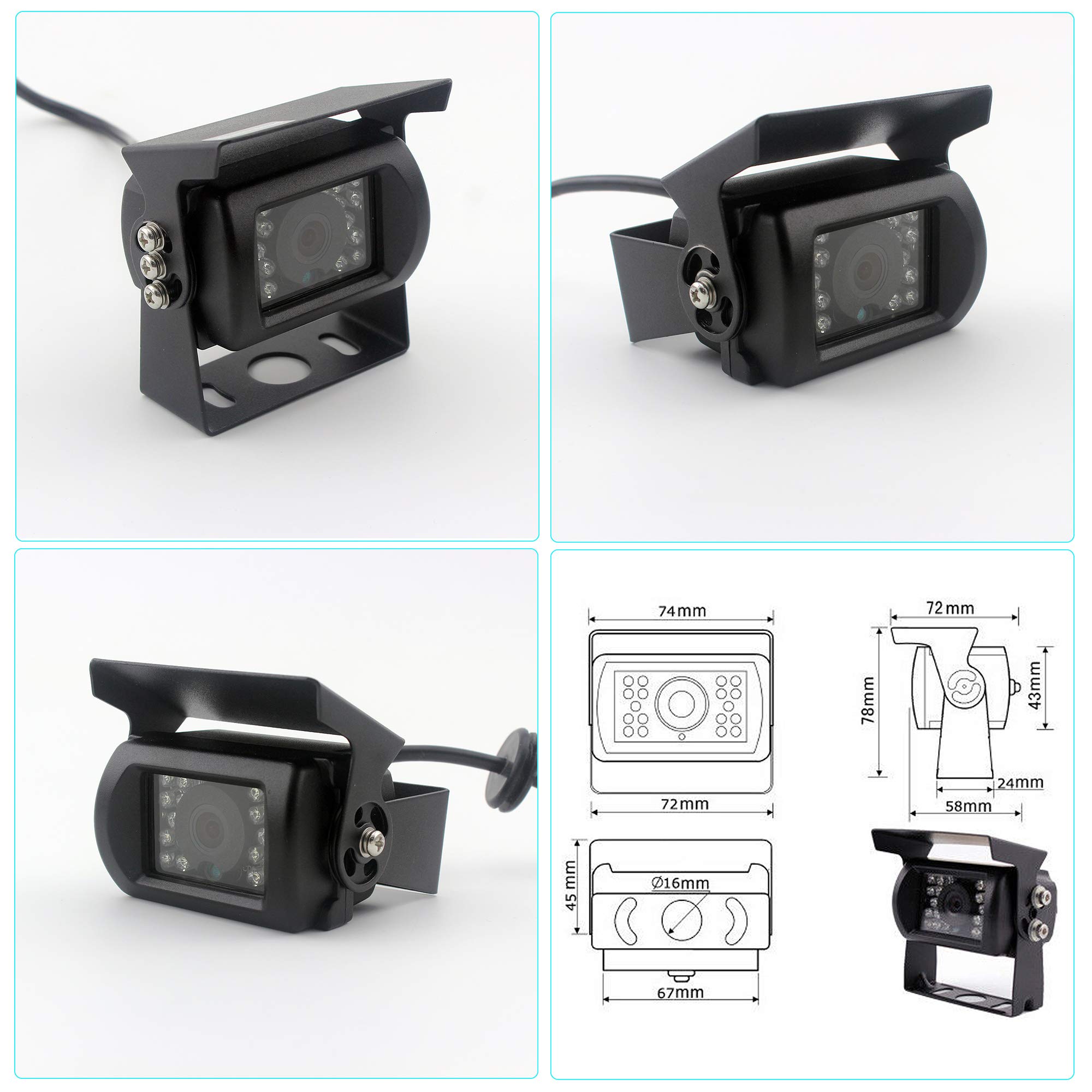 CAMSLEAD Car Backup Camera System 9 inch Monitor Built-in DVR Recorder with Quad Split Screen CCD Waterproof Night Vision Side Camera Rear View Camera Monitor Kit for Truck Van Caravan Trailers