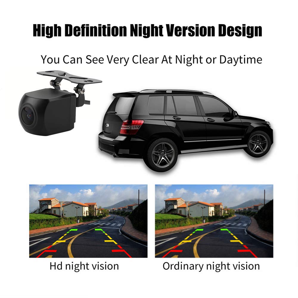 Car Reverse Backup Rear View Camera Mini Parking Camera with HD 170 Degree Fisheye Lens Starlight Night Vision