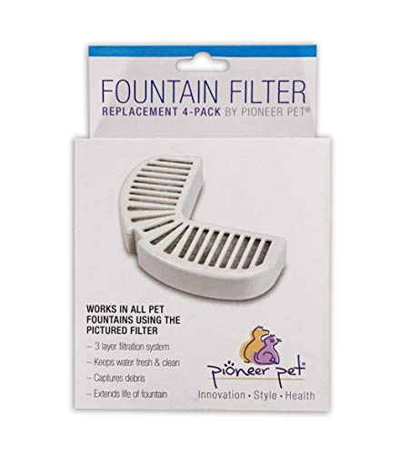 Pioneer Pet Water Fountain Replacement Filters β 4 Pack - fits Raindrop Stainless Steel and Big Max Ceramic Fountains β Easy to Change, Carbon Water Filter (3014)