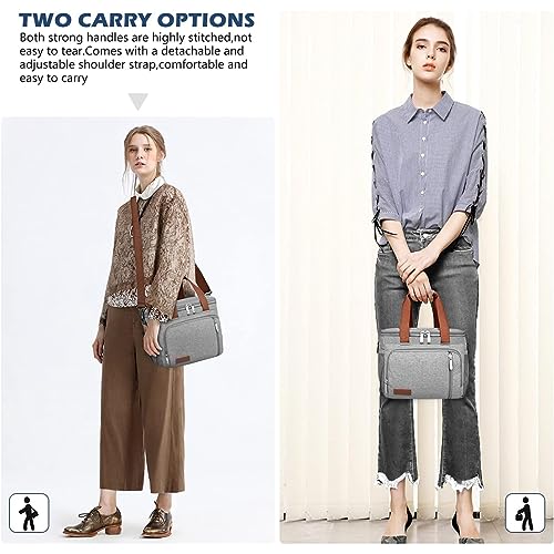 MIYCOO Insulated Lunch Bag for Women Men Reusable Lunch Box for Office Work - Leakproof Soft Adults Lunch Cooler Bag with Adjustable Shoulder Belt Grey