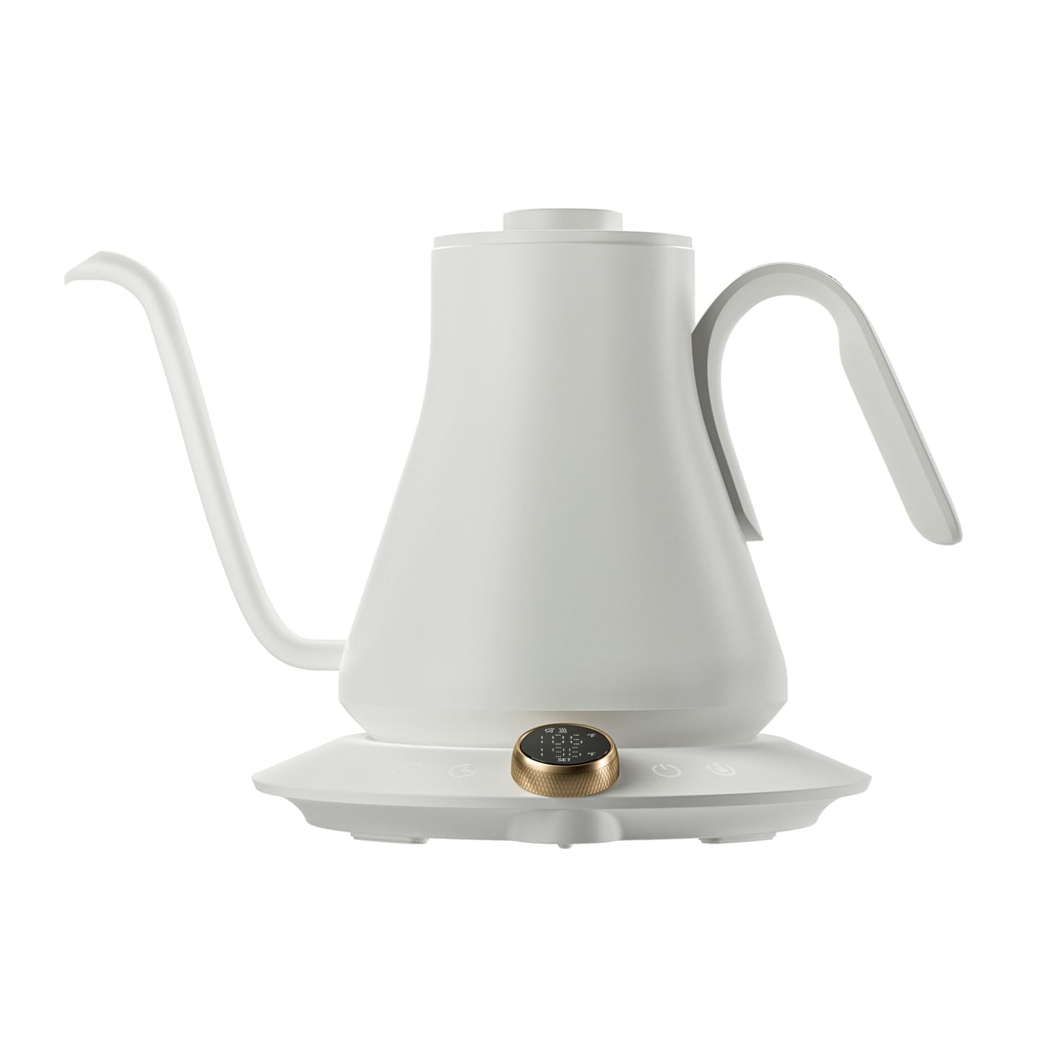 Cocinare Electric Gooseneck Kettle with Temperature Control, Pour Over Coffee & Tea, 1200W for 180-sec Quick Boil Time, Stainless Steel Kettle Water Boiler, 30oz/0.9L (White)