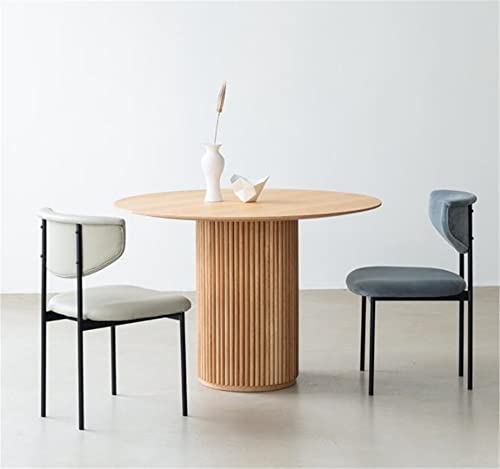NIUYAO Round Solid Wood Dining Table Natural, 39.5" W Circular Tabletop for Dining Room Kitchen Leisure Coffee Table