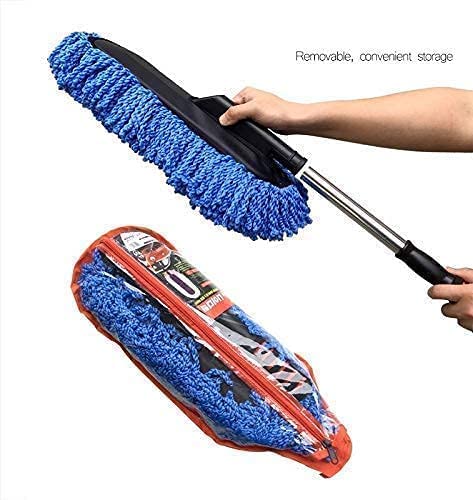 Removable Telescopic Car Wax Drag Nano Fiber Car Wash Brush Car Dusting Tool Car Mop Wax Dash Duster Exterior Interior Cleaning Kit Car Duster 1 Pcs Set (Multicolour)