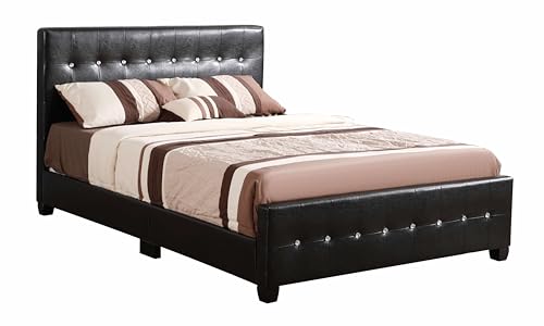 Embrace Luxury with King Bed in Sleek Black - Durable Faux Leather, Hand-Tufted Glam Design, Effortless Assembly, Optimal Mattress Support