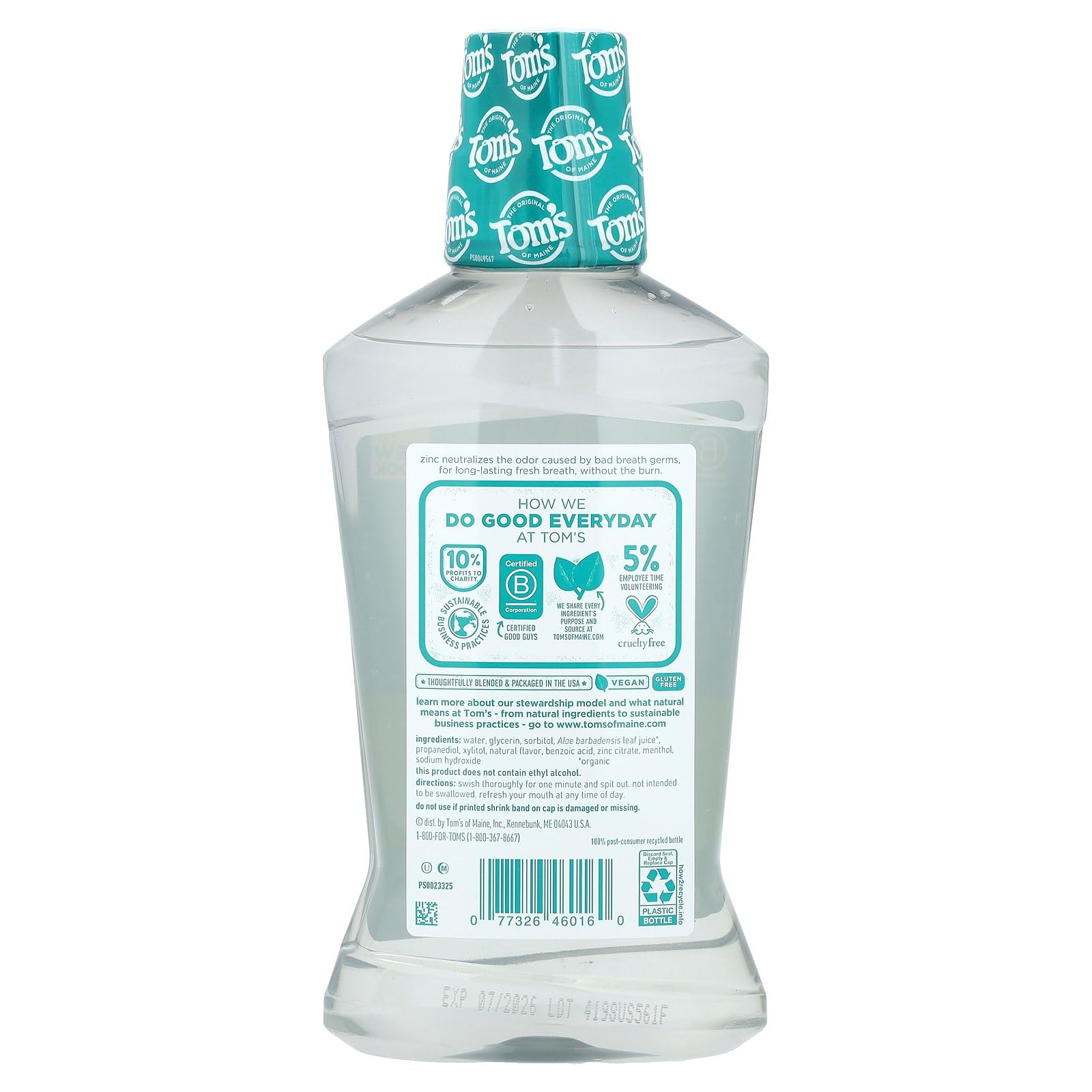 Tom's of Maine Wicked Fresh Mouthwash, Cool Mountain Mint, 16 Fluid Ounces