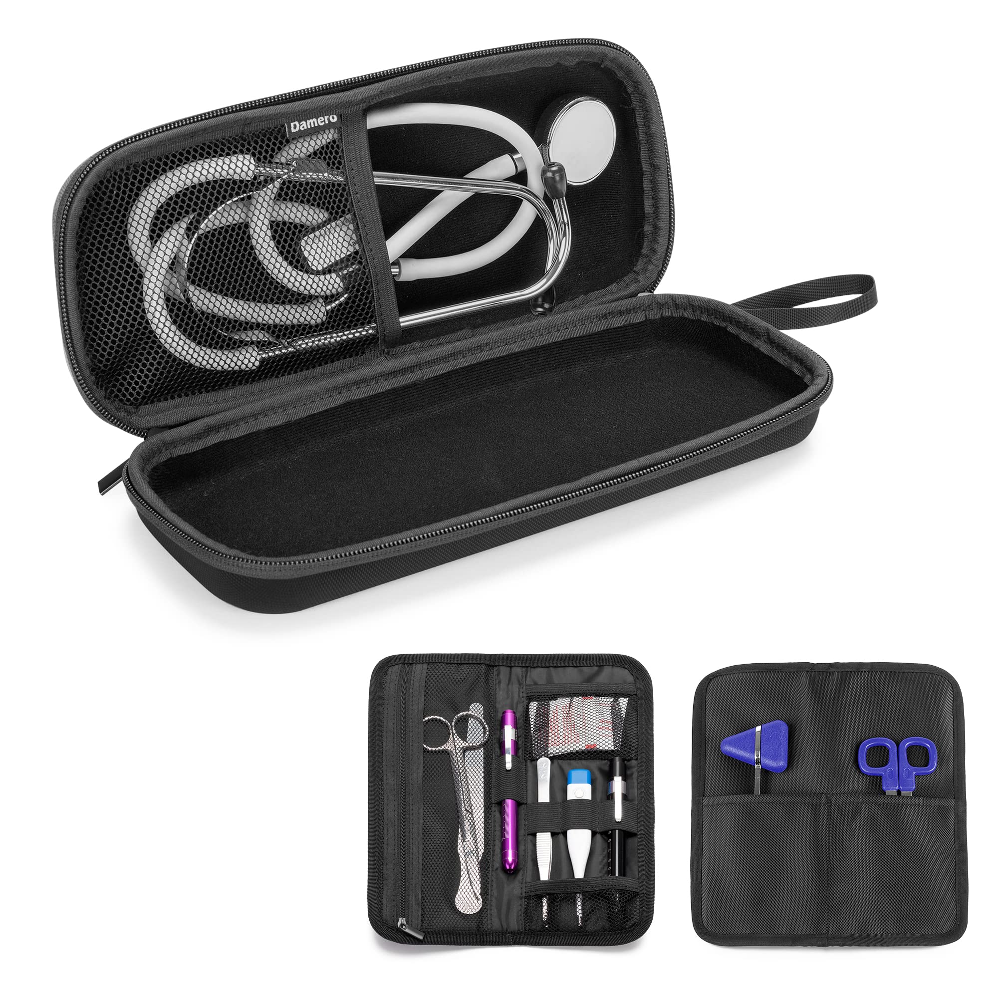 Damero Nurse Bag for Work Supplies, Hard Stethoscope Carrying Case with Extra Folding Pouch