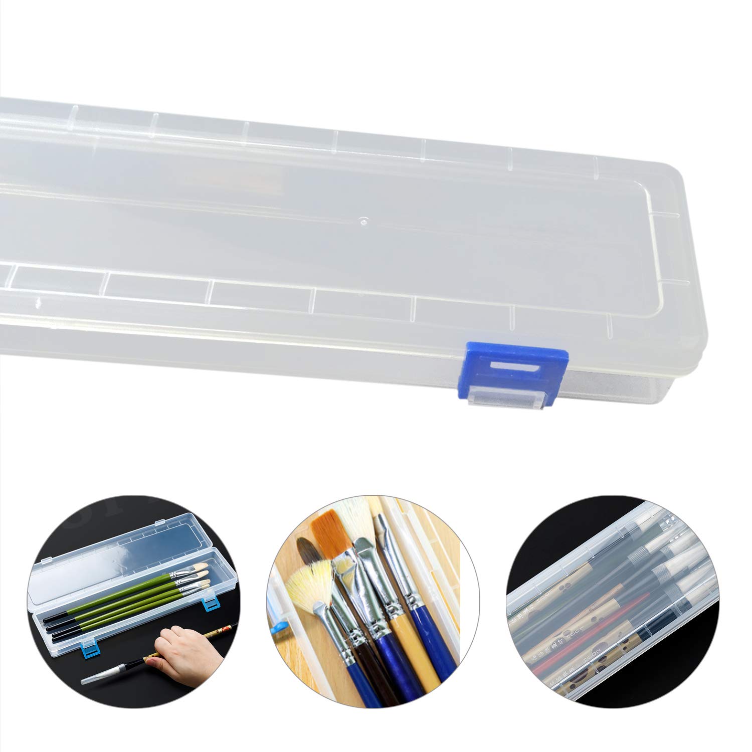 Honbay 13.19 * 2.76 * 1.38inch Paint Brush Holder Paint Brushes Storage Box Container for Watercolour Oil Paint Pencil Drawing Tool