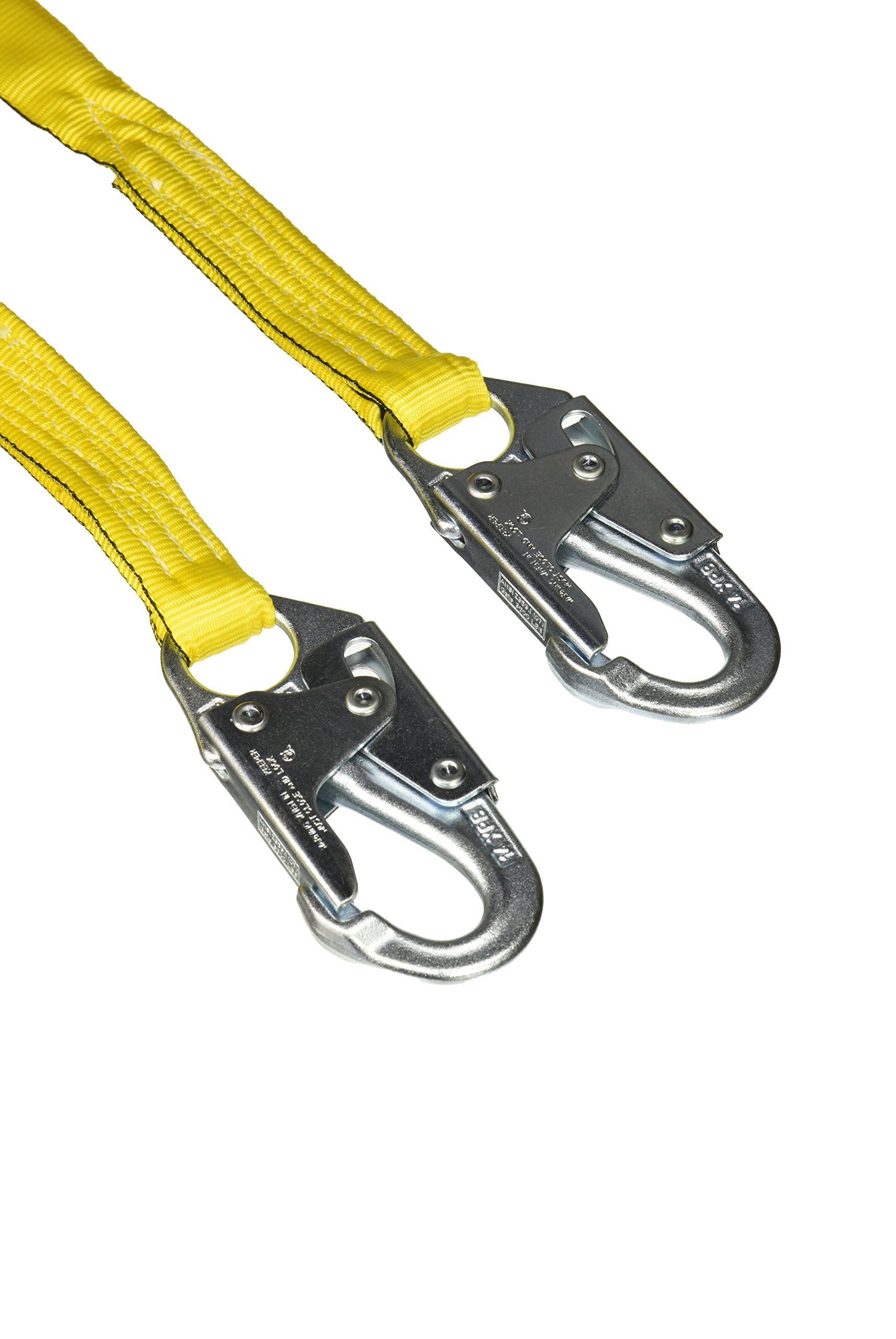 Honeywell Miller by Honeywell 232WLS/6FTYL 6-Feet Manyard Shock-Absorbing Webbing Lanyard with 3 Locking Snap Hooks, Yellow