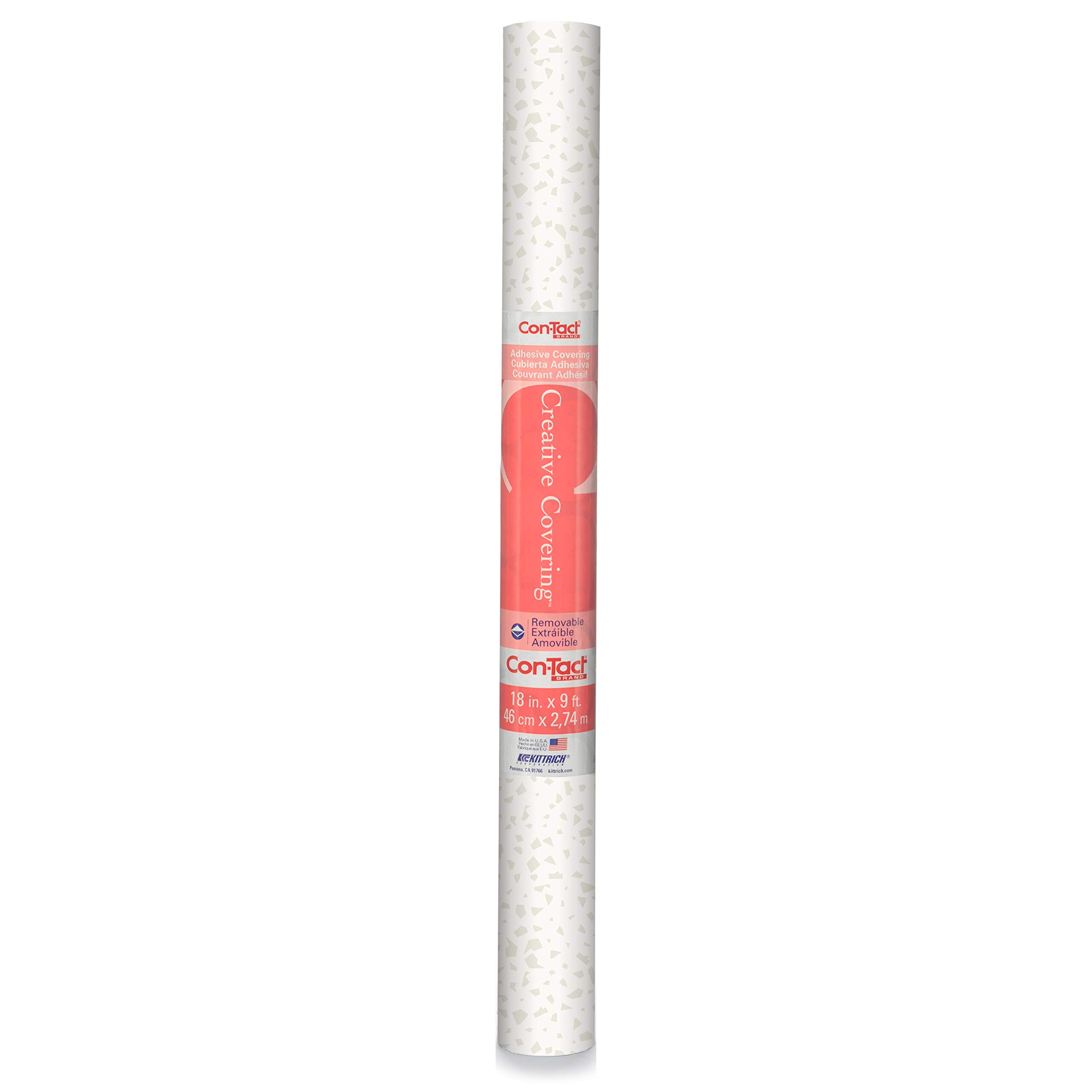 Con-Tact Brand Creative Covering, Self-Adhesive Shelf Liner, Multi-Purpose Vinyl Roll, Easy to Use and Apply, 18'' x 20', Faded Terrazzo Bone