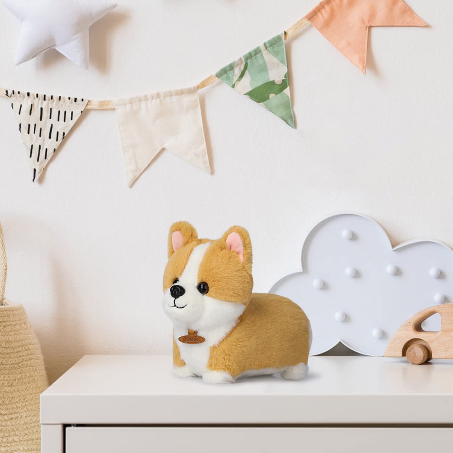 FITNISSFTW Plush Toy, Stuffed Animal Throw Plushie Pillow Doll, Soft Black and White Fluffy Friend Hugging Cushion - Cute Present for Every Age & Occasion (Corgi)