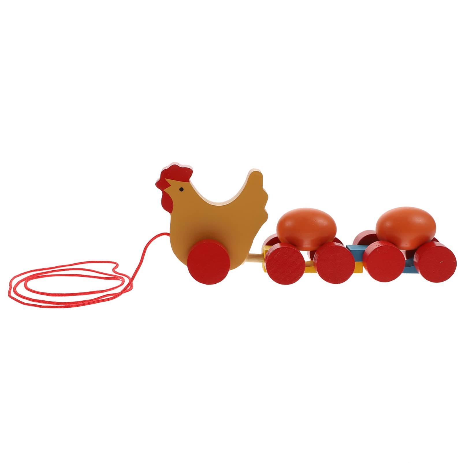 Pull- Along Wooden Chicken Pull Toddler Toy Push- Along Walking Toy for Beginner Walkers Helps Fine Sports Skills for Easy Push and Pull Action Classic Developmental Pull Toy