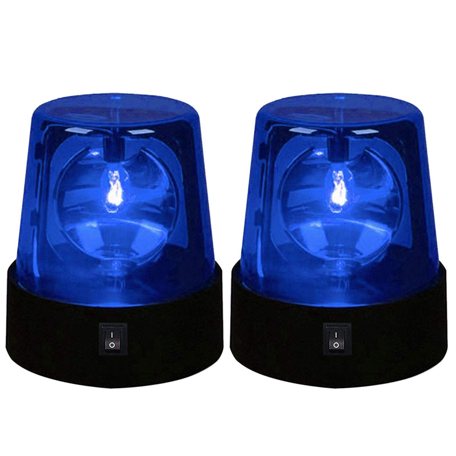 CALIDAKA Rotating Flashing Light, 3inch 360 Degree LED Strobe Light,Battery Powered DJ Flashing Stage Lights for DJ Show or Police Use(Blue,2pcs)
