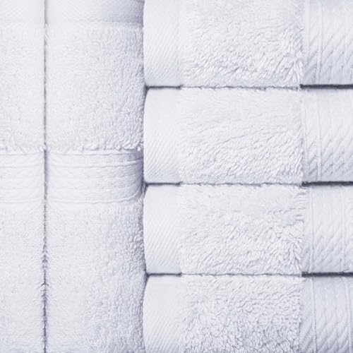 Superior Egyptian Cotton Pile Face Towel/Washcloth Set of 6, Ultra Soft Luxury Towels, Thick Plush Essentials, Absorbent Heavyweight, Guest Bath, Hotel, Spa, Home Bathroom, Shower Basics, White