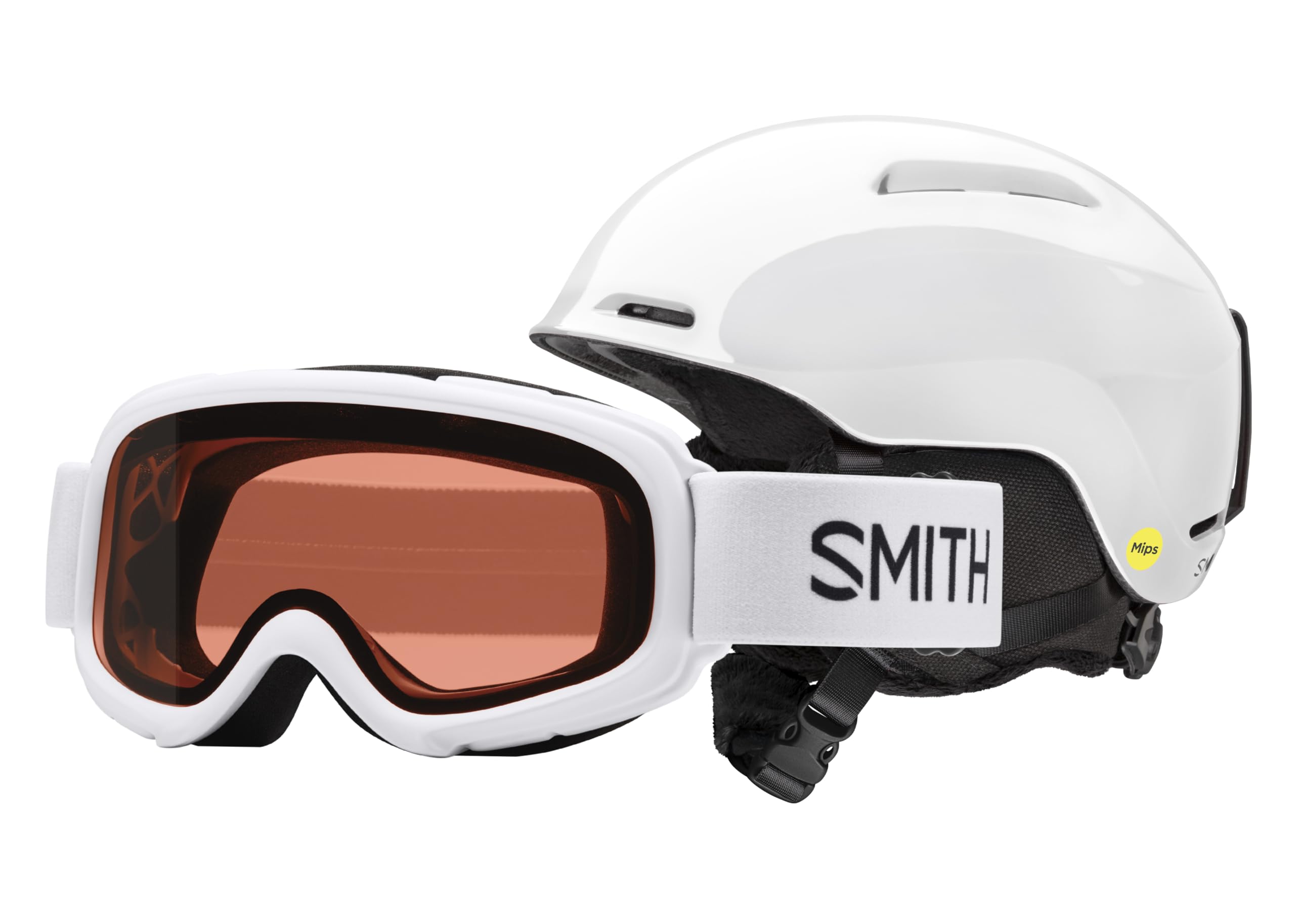 SMITH Glide Jr.. MIPS/Gambler Combo Snow Helmet in White, Size Youth Small