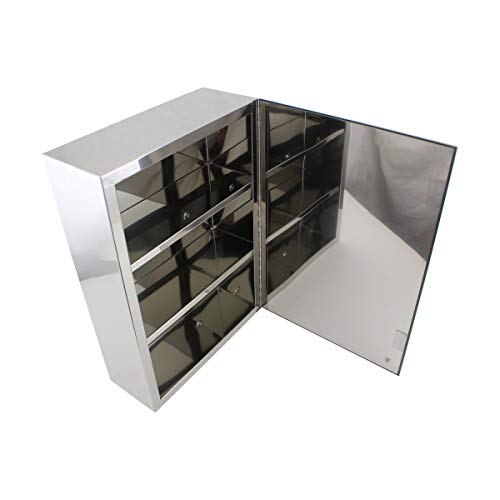 Renovators Supply Manufacturing Medicine Cabinets 19 3/4 in. x 13 1/8 in. Stainless Steel Rectangular Bathroom Wall Medicine Cabinet with Mirror and Mounting Hardware Opens Left to Right