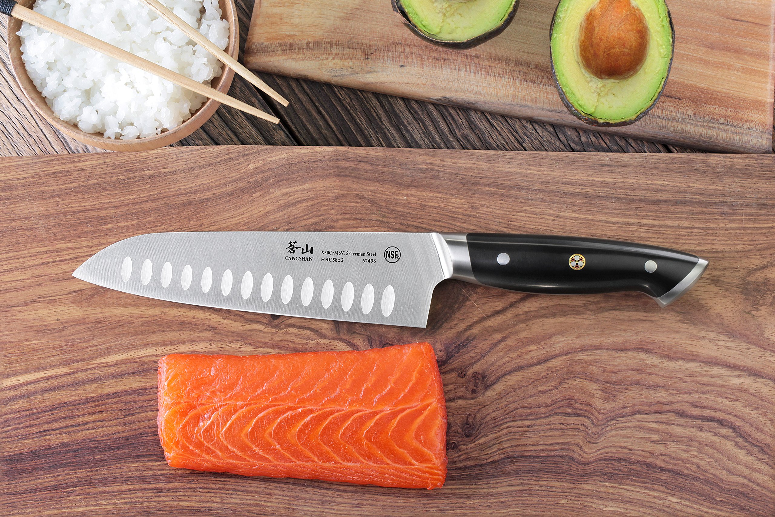 Cangshan Z Series 62496 German Steel Forged Santoku Knife, 7-Inch