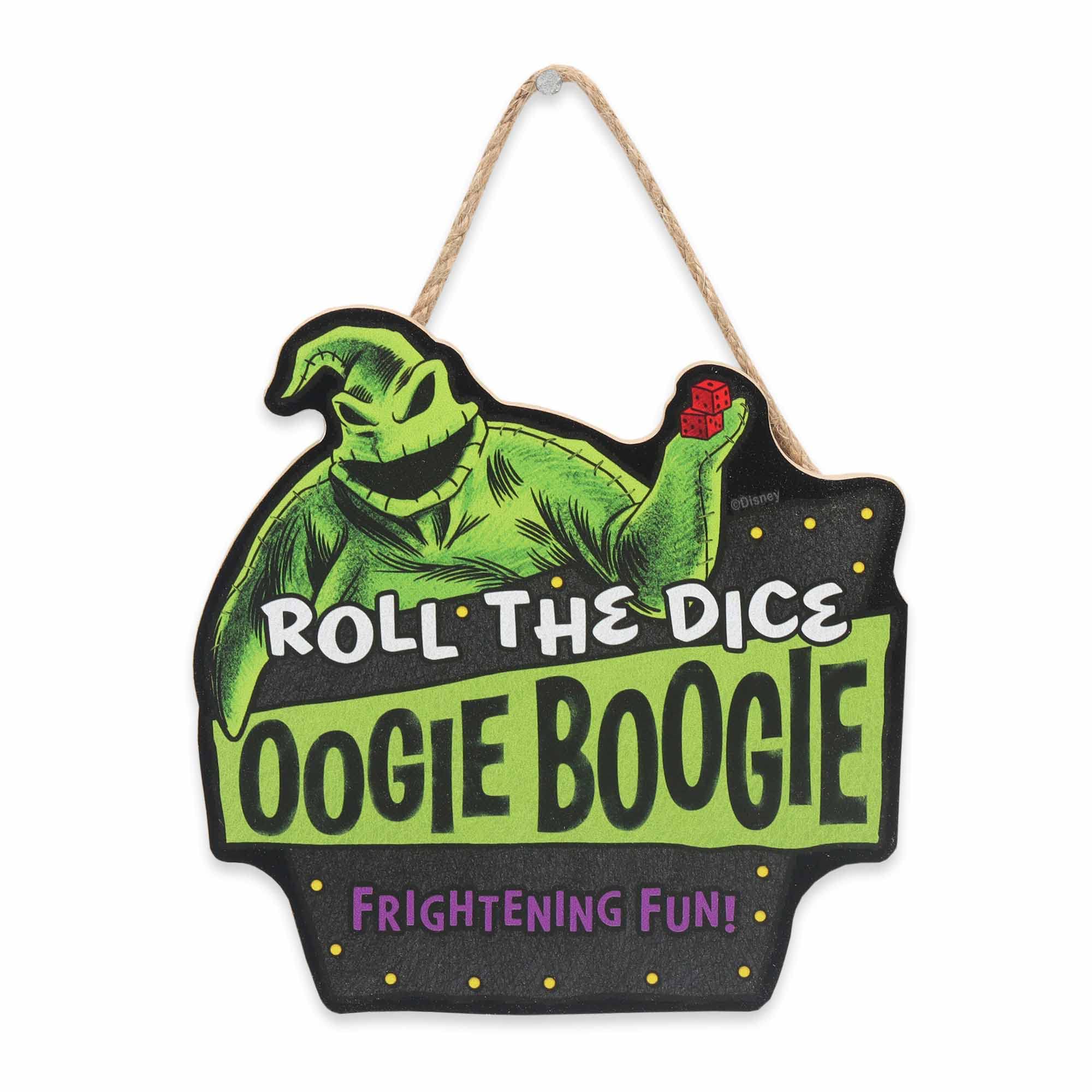 Disney The Nightmare Before Christmas Roll The Dice Oogie Boogie Hanging Wood Wall Decor - Spooky Oogie Boogie Sign for Halloween