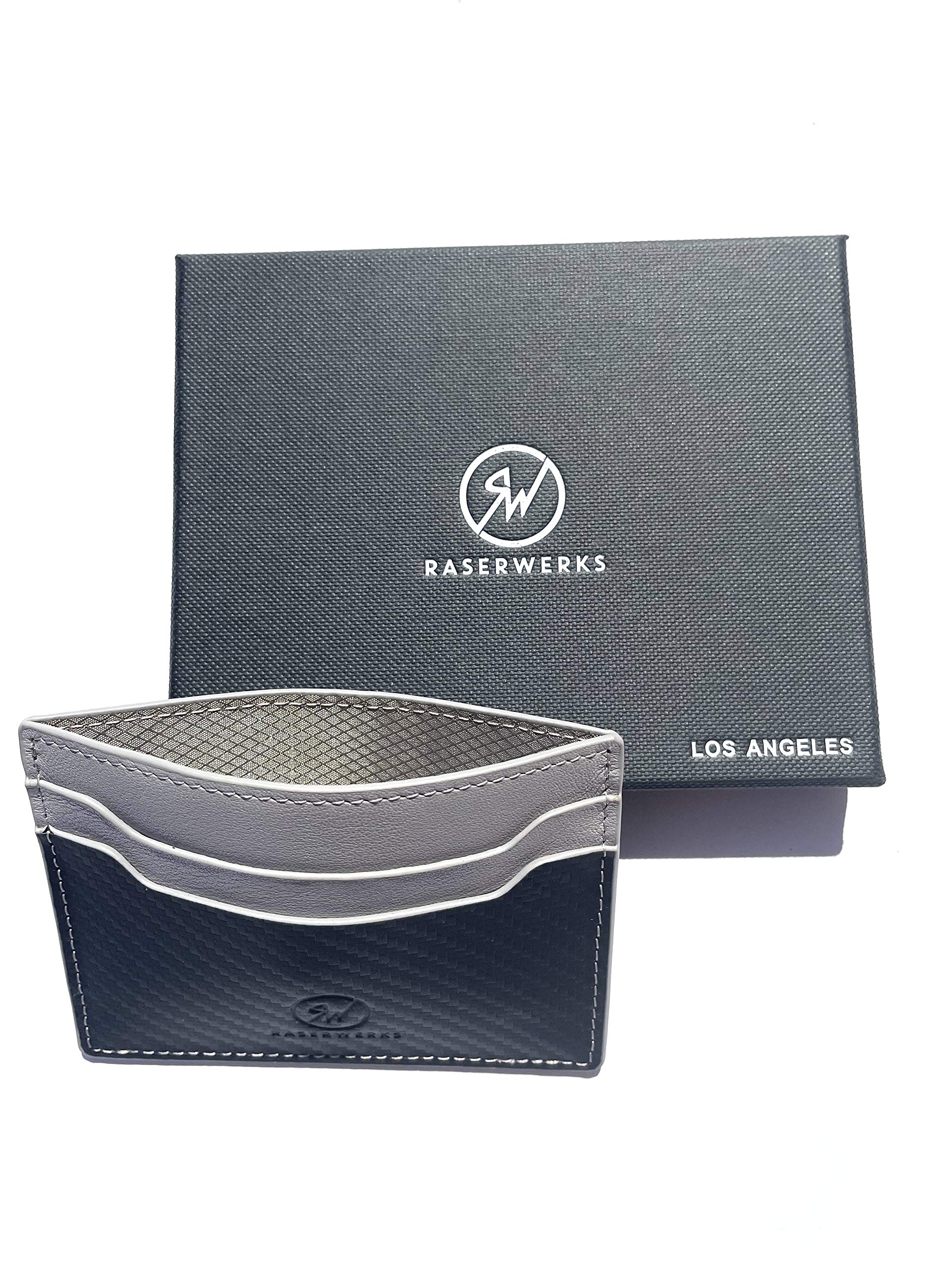 Motorsport Wallet - slim carbon fiber leather with RFID protection card case (Steel Grey)