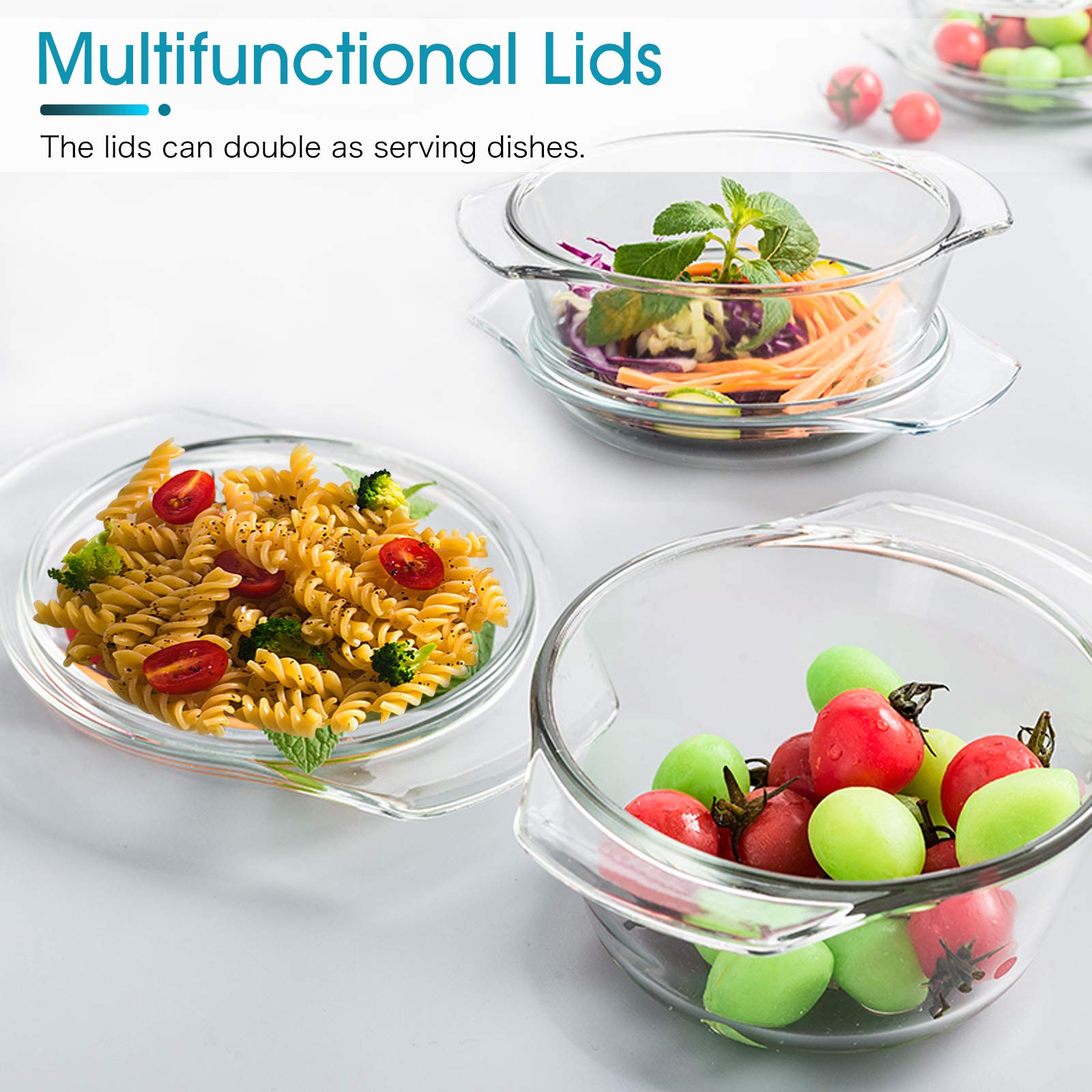 Clear Round Glass Casserole by NUTRIUPS | Small Oven Safe Casserole Dish, 0.65 L