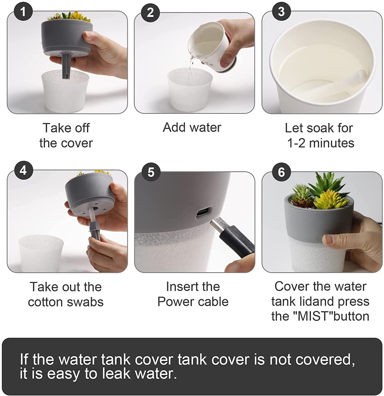 TAOYANG Portable Humidifier - Mini Cool Mist Humidifier 150ml USB Portable Air Humidifier Artificial Green Air Humidifier - Ultra Quiet & 2 Mist Modes - Cool Mist Diffuser for Desktop Office Bedroom
