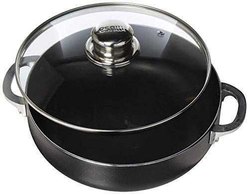 IMUSA USA 3.2-Quart Nonstick Charcoal Caldero (Dutch Oven) with Glass Lid,Black