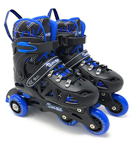 Chicago Skates Inline Training Skate Combo Set - Blue, Boys - Small Sizes J10-J13