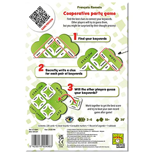 So Clover! Cooperative Word Association Board Game for Ages 10+, 3-6 Players, 30 Min Playtime by Repos Production