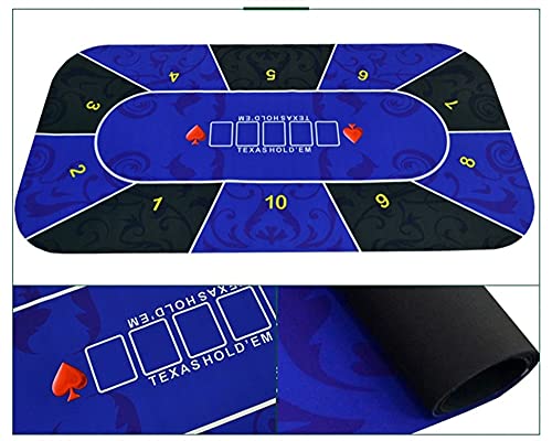Craps and Roulette Table Felt Poker Tablecloth 18090cm Texas Table Cloth Poker Board Game Rubber Pad Casino Gaming Roulette Dice Betting Mat Colors Poker Table Mat (Color : Blue)