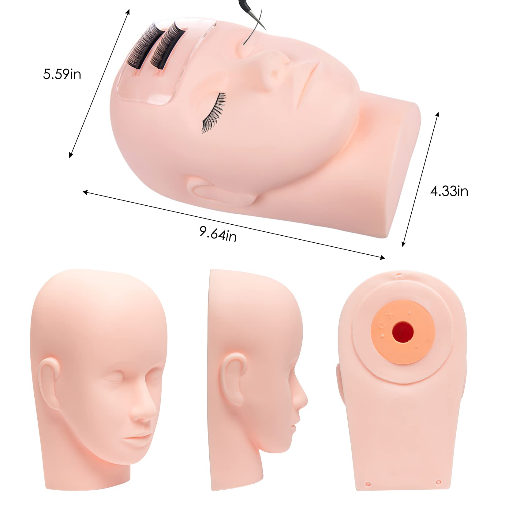 Buqikma Lash Mannequin Head Pro Training Mannequin Flat Head Mannequin Head for Eyelash Extensions Cosmetology Mannequin Head Makeup Mannequin Head Stand for Practice Makeup Massage Acupuncture