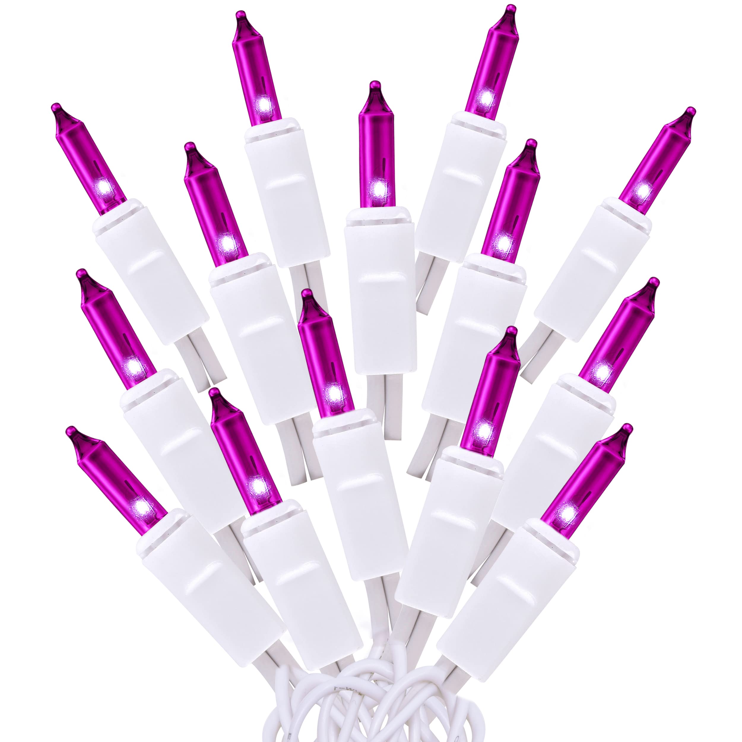 Purple Christmas String Lights Set, 100 Incandescent Halloween Lights 20.6 Ft White Wire for Indoor Outdoor Decorative Use, Holiday Décor Bright Patio Lighting Tree Decorations UL Certified