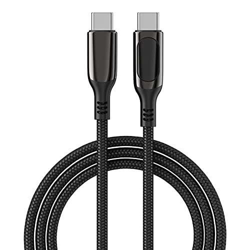 BoxWave Cable Compatible with Acer ConceptD 7 Ezel CC715-71-7163 (15.6 in) - PowerDisplay PD Cable (6ft) - USB-C to USB-C (100W), LED Display 6 Foot PD Braided Nylon Cable - Jet Black