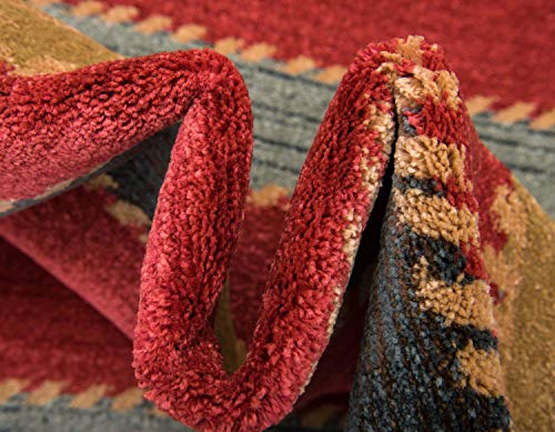 Unique Loom Fars Collection Area Rug - Monterey (8' Round, Multi/ Rust Red)
