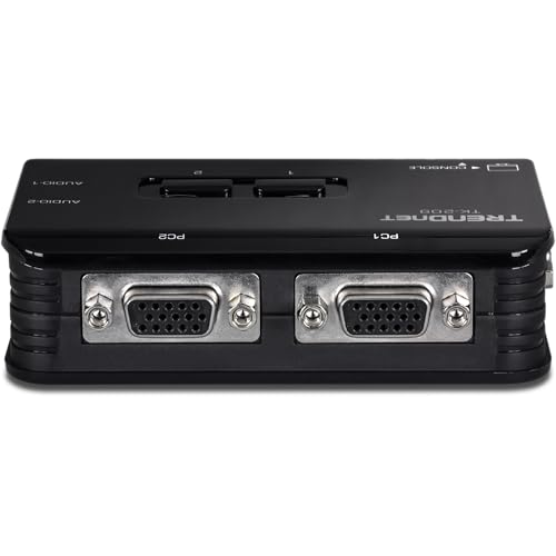TRENDnet 2-Port USB KVM Switch and Cable Kit with Audio, Manage Two PCs, USB 1.1, Hot-Plug, Auto-Scan, Hot-Keys, Windows & Linux Compliant, TK-209K