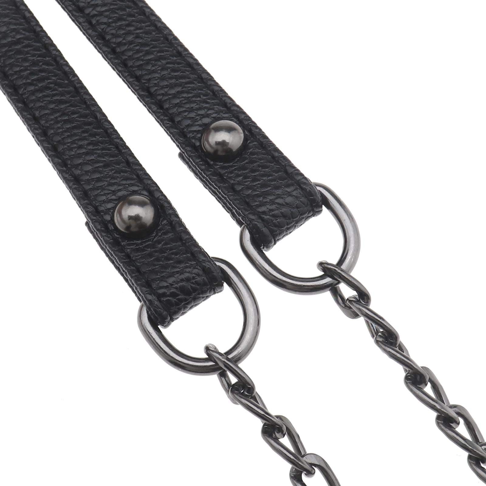 Purse Chain Strap, Slim Black Leather Wrist Strap Replacement for Handbag Shoulder Cross Body Bag - 47 Inch