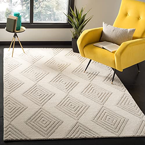 SAFAVIEH Blossom Collection 8' x 10' Silver / Ivory BLM111G Handmade Premium Wool Area Rug