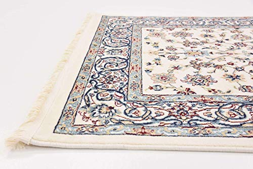 Unique Loom Narenj Collection Area Rug - Leeds (3' x 13' 1" Runner, Ivory/ Blue)