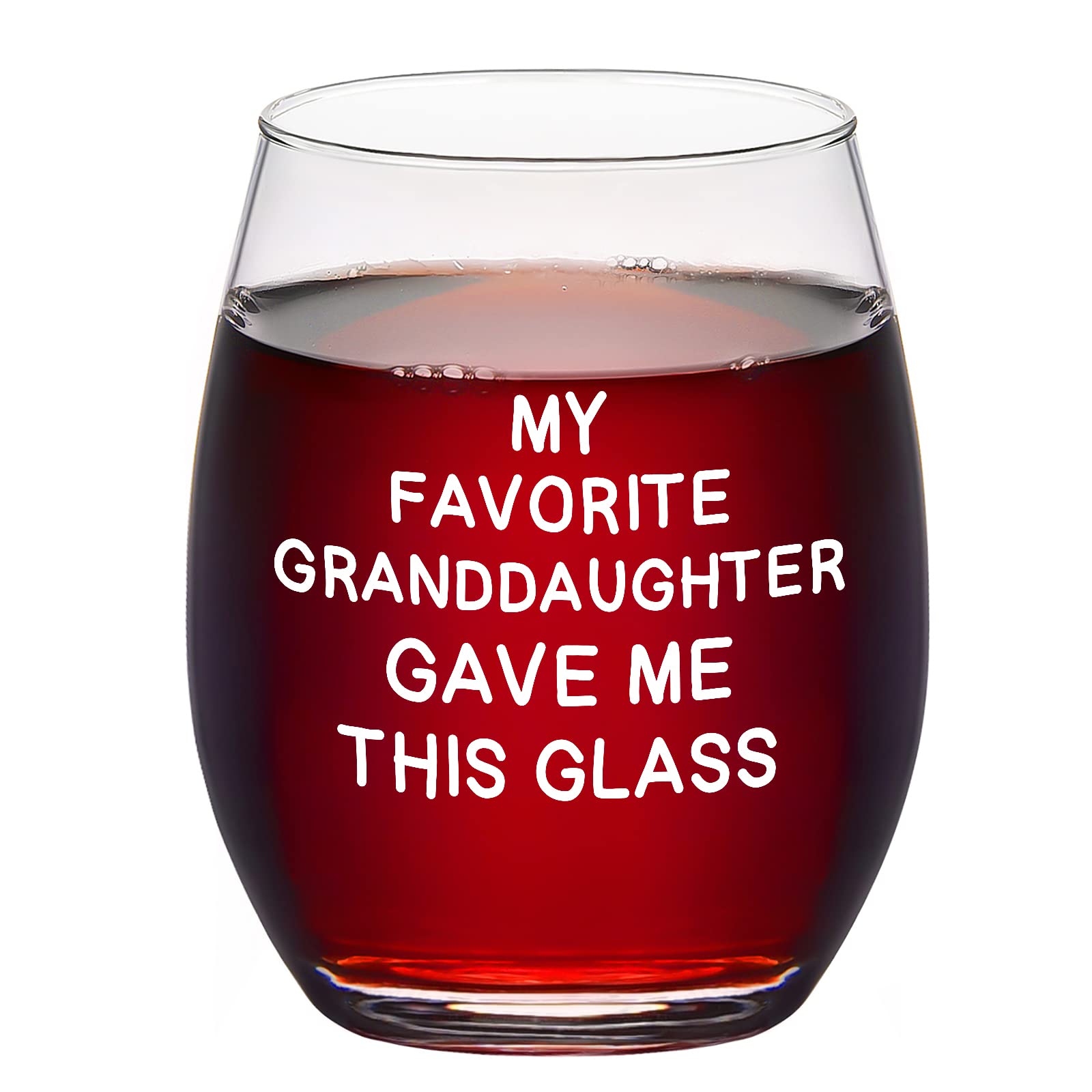 DAZLUTE Funny Grandparents Gift, Motherās Day Fatherās Day Birthday Christmas Gifts for Grandma Grandpa Grandparents from Granddaughter, 15 Oz My Favorite Granddaughter Gave Me Wine Glass