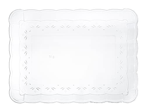 Plastic Serving Trays 9" X 13" Rectangle Serving Platters 4-Pack Clear Party Tray Durable Serving Platter - Disposable Serving Food Tray - Rectangular Cake, Fruit, Cookie Tray - Posh Setting
